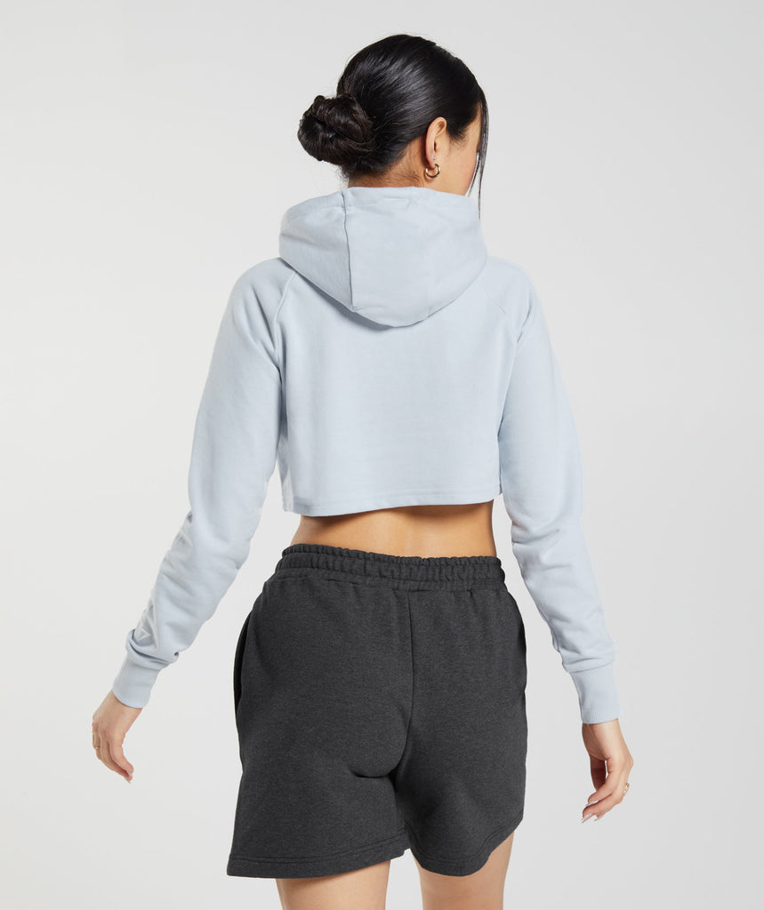 Gymshark Embroidered Graphic Cropped Hoodie - River Stone Grey | Gymshark