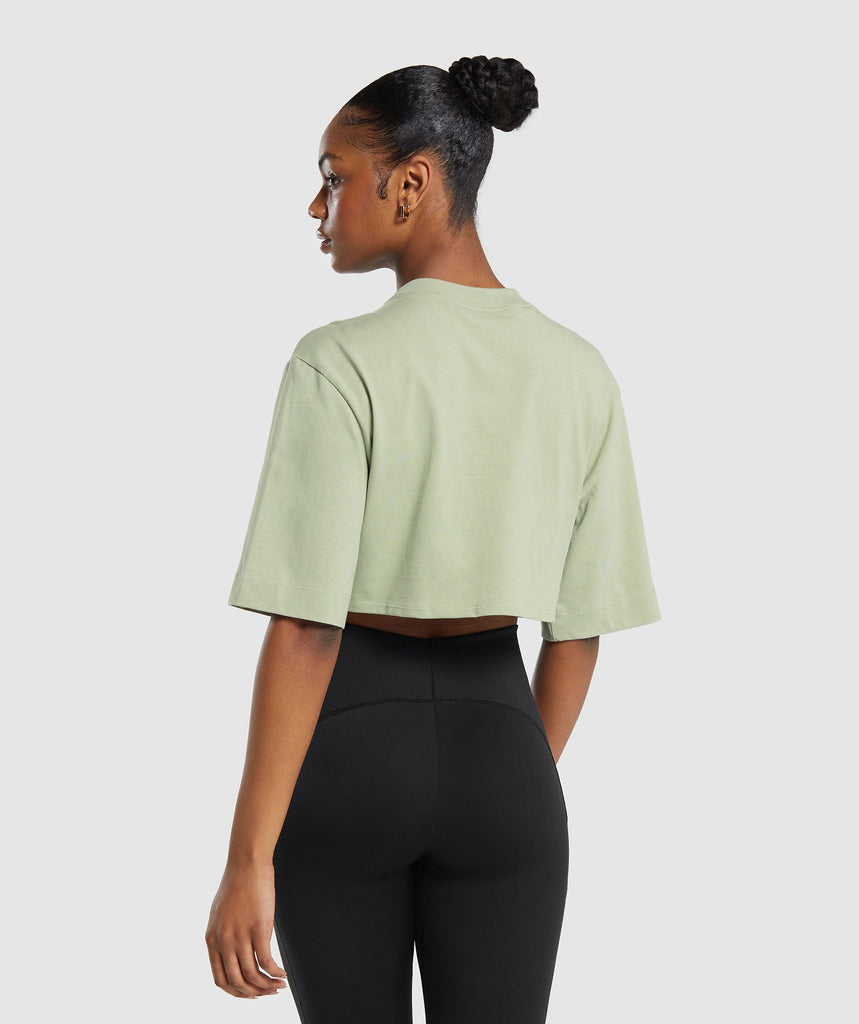 Gymshark Cotton Boxy Crop Top - Faded Green | Gymshark