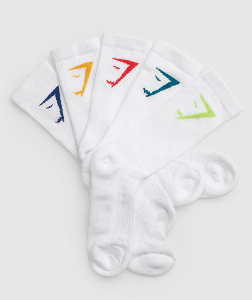 Gymshark Crew Socks 5pk - Yellow/Blue/Zesty Red/Green/Seafoam Blue ...