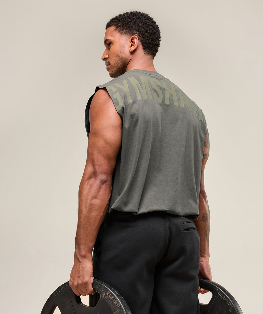 Gymshark Power Cut Off Tank - Strength Green | Gymshark