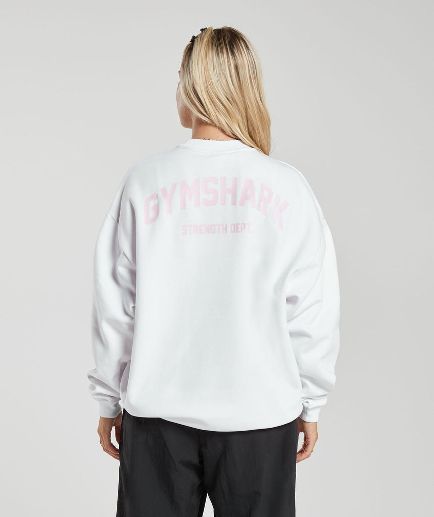 Gymshark Strength Department Graphic Oversized Sweatshirt - White | Gymshark