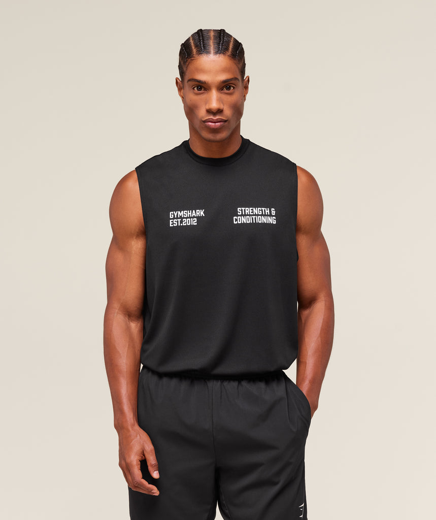 Gymshark S&C Graphic Cut Off Tank - Black | Gymshark