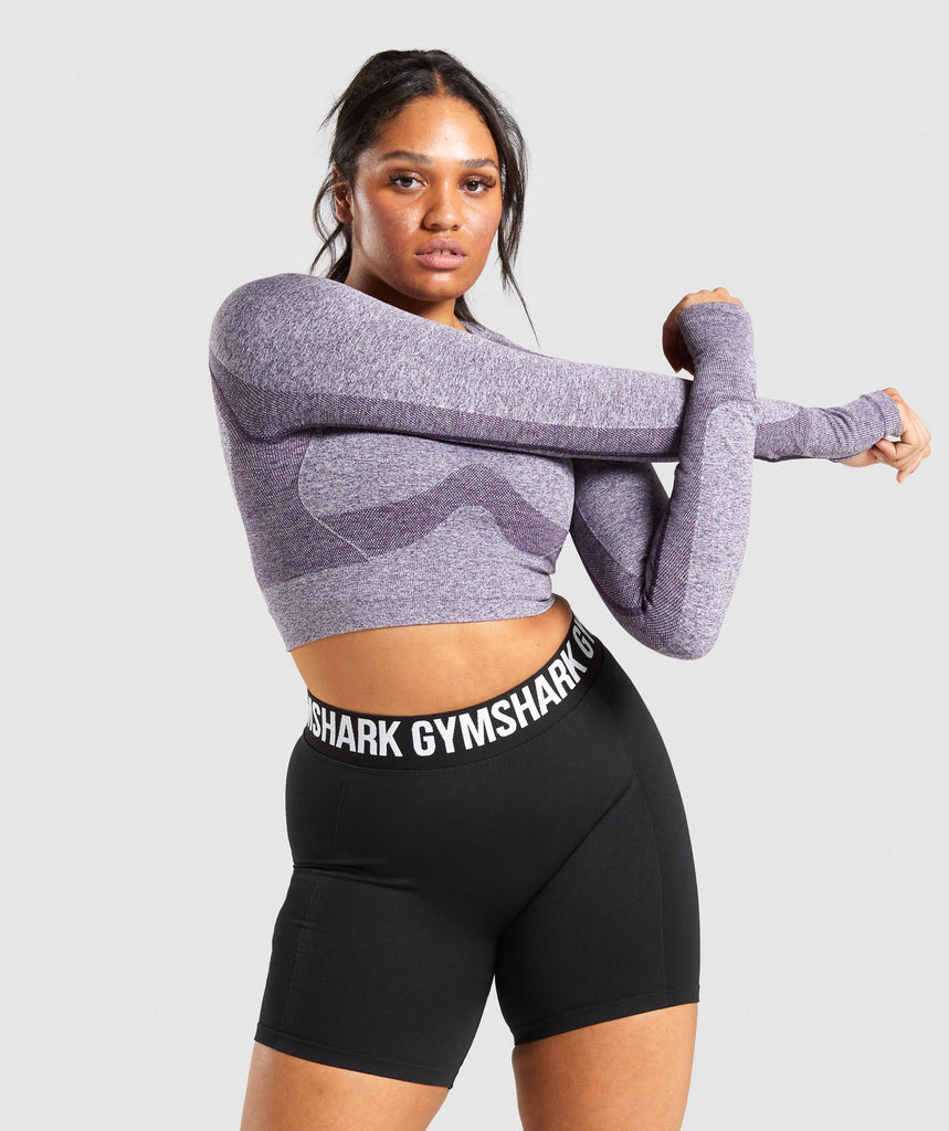 Gymshark Flex Sports Long Sleeve Crop Top - Purple Marl | Gymshark