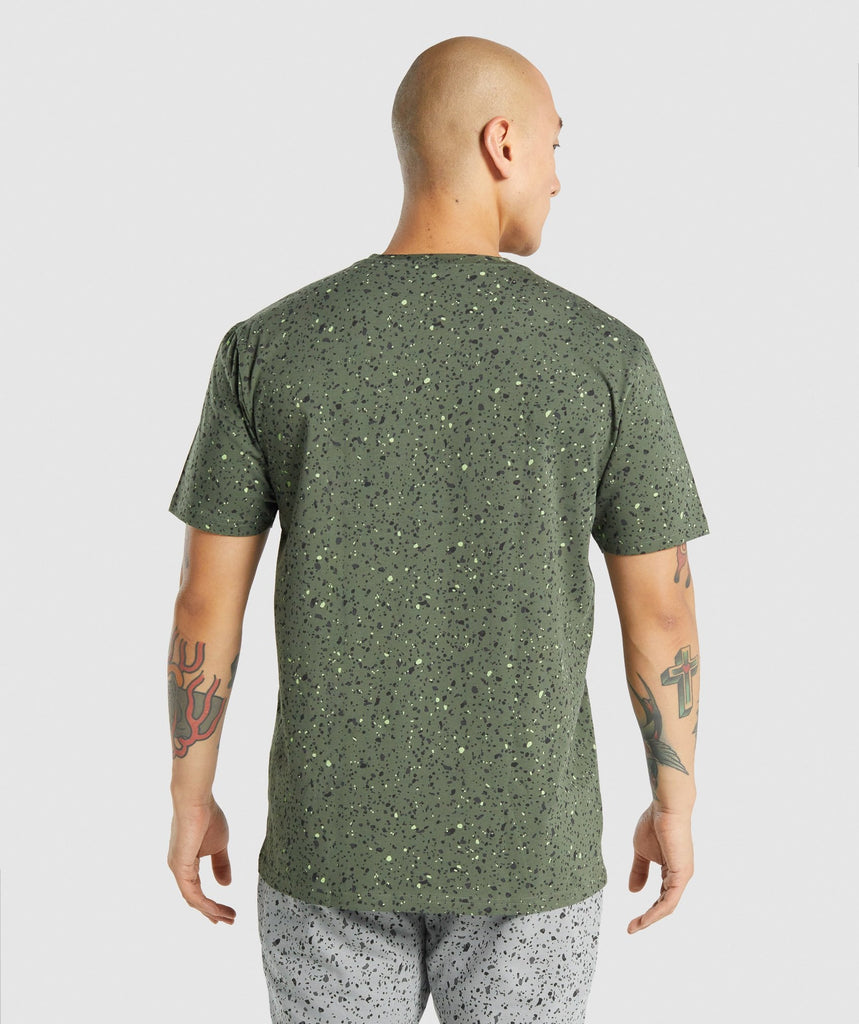 Gymshark Micro Print T-Shirt - Green Print | Gymshark