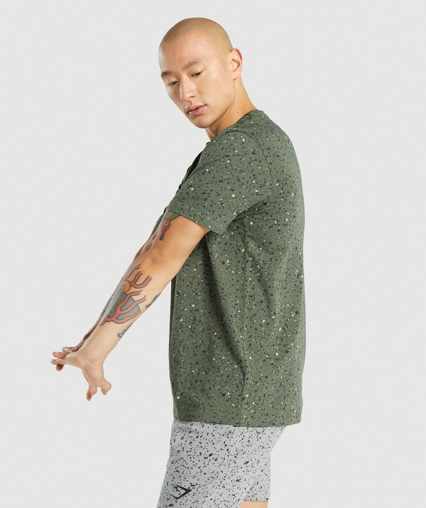 Gymshark Micro Print T-Shirt - Green Print | Gymshark