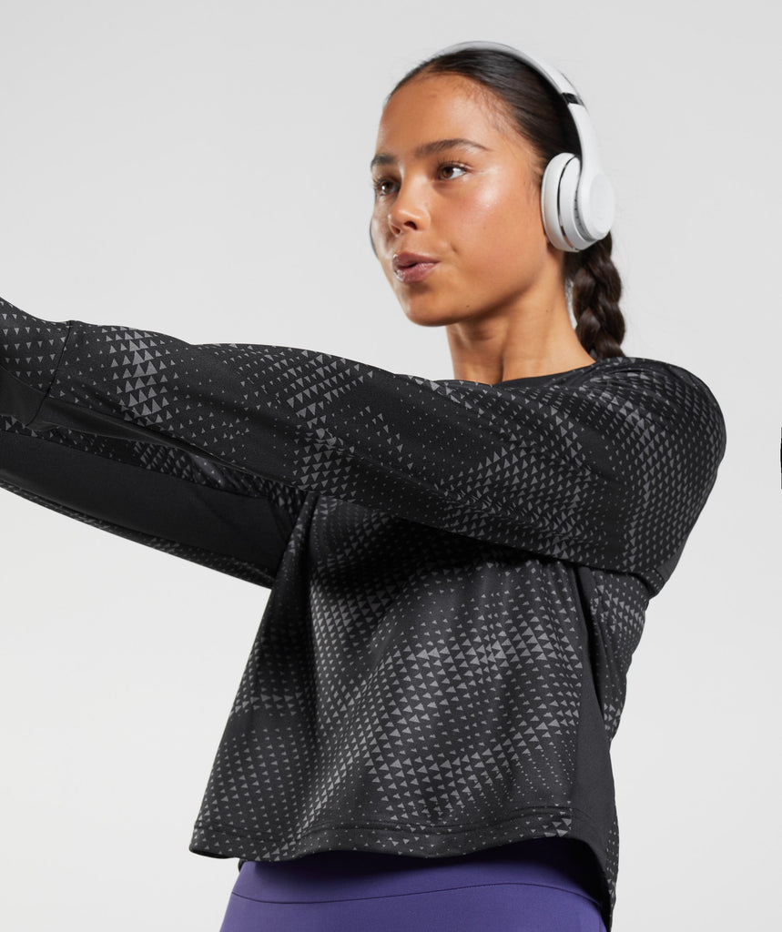 Gymshark Sport Printed Long Sleeve T-Shirt - Black Print | Gymshark