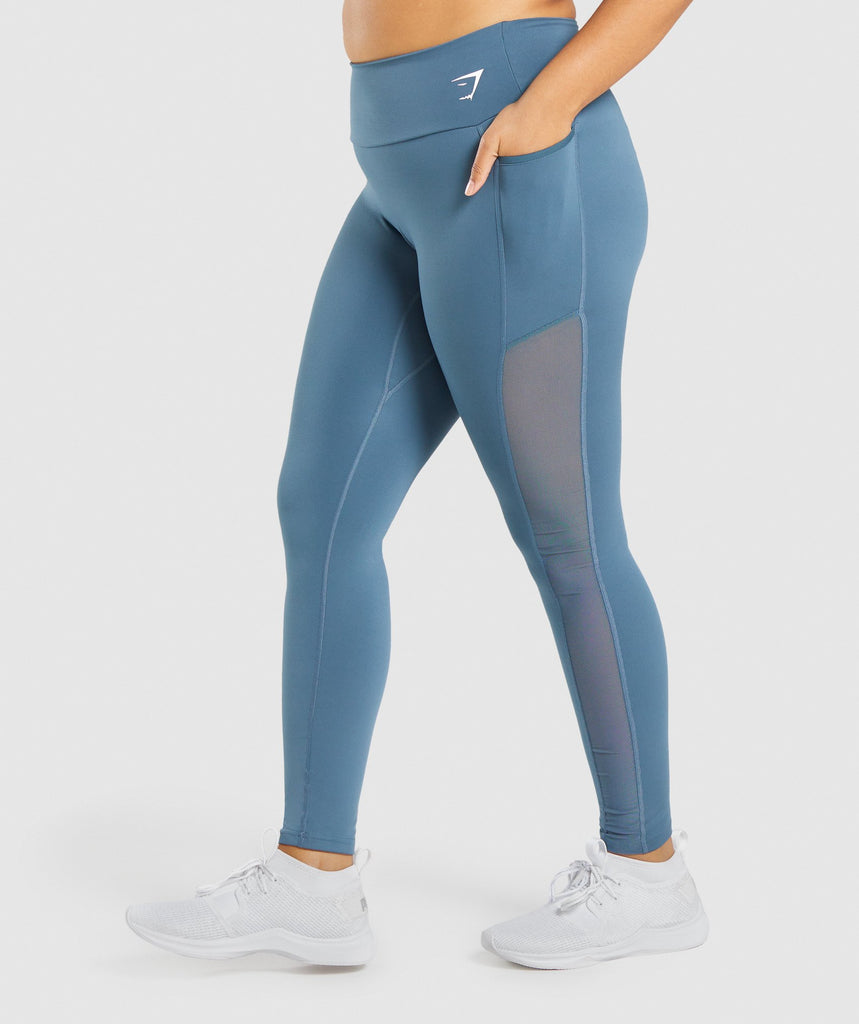 Gymshark Training Mesh Pocket Leggings - Teal | Gymshark